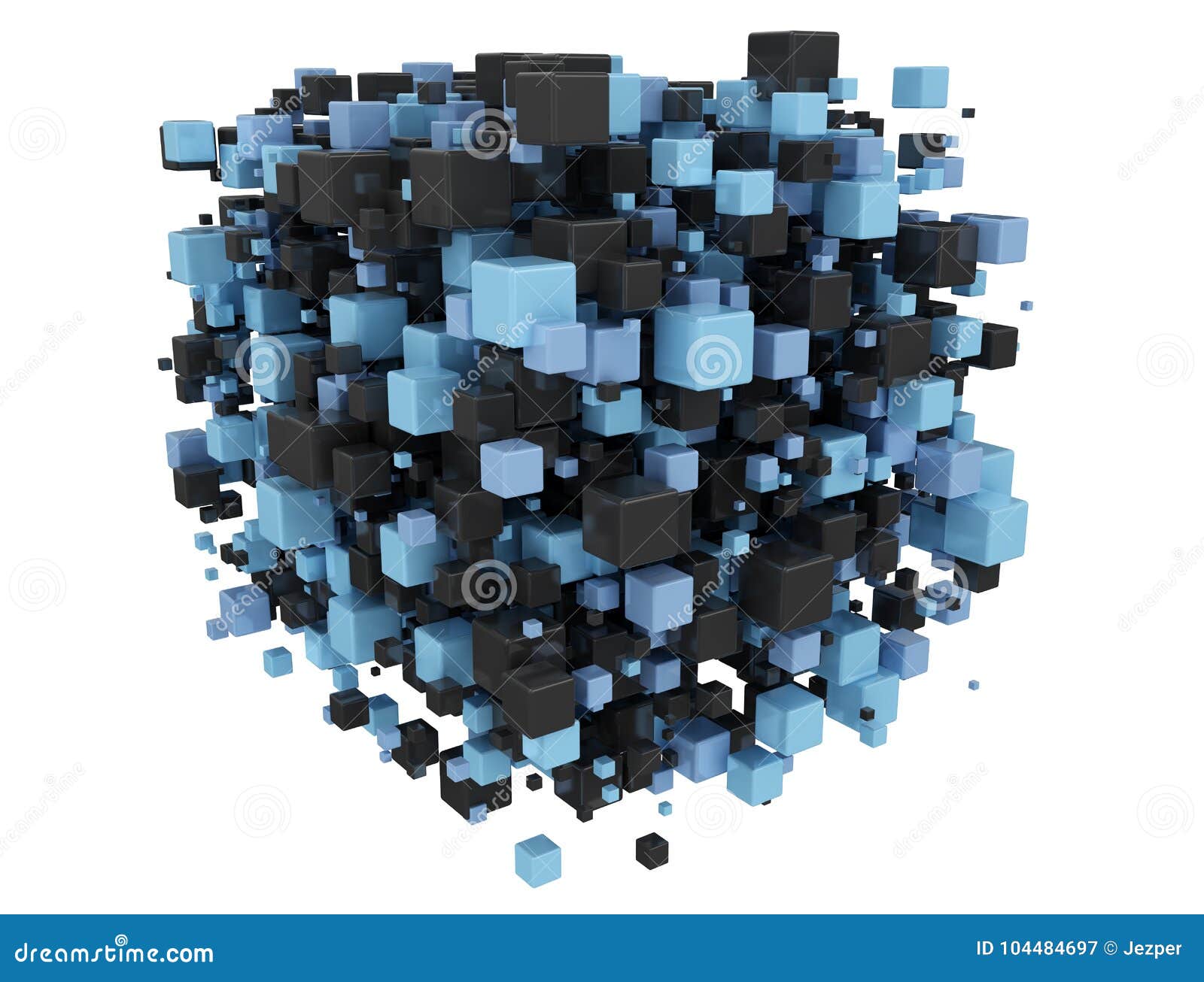 Blue and Black 3d Cubes Background Stock Illustration - Illustration of ...