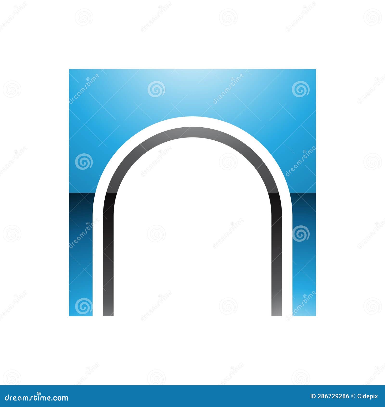 Blue and Black Glossy Arch Shaped Letter N Icon Stock Vector ...