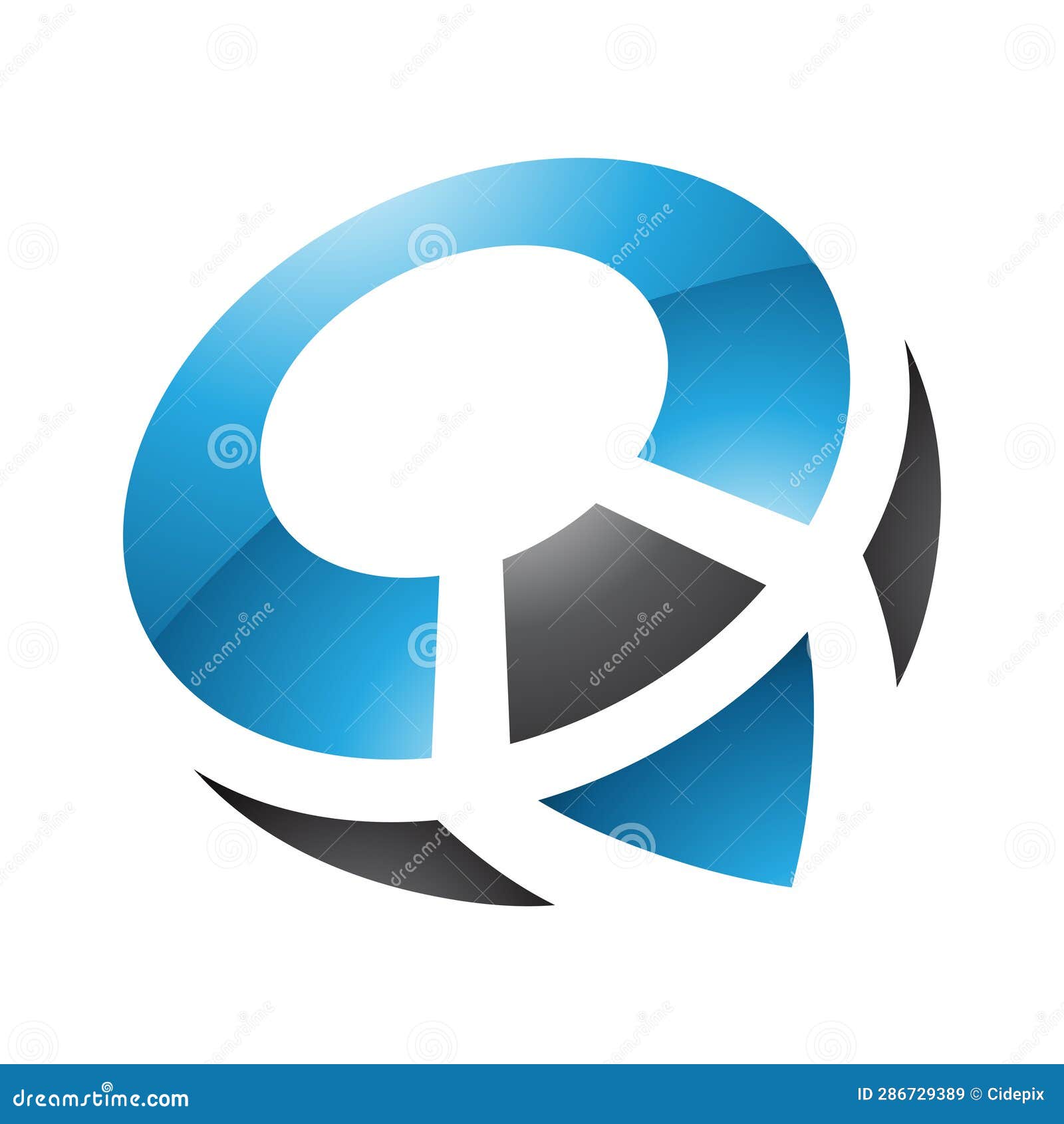 Blue and Black Glossy Compass Shaped Letter Q Icon Stock Vector ...