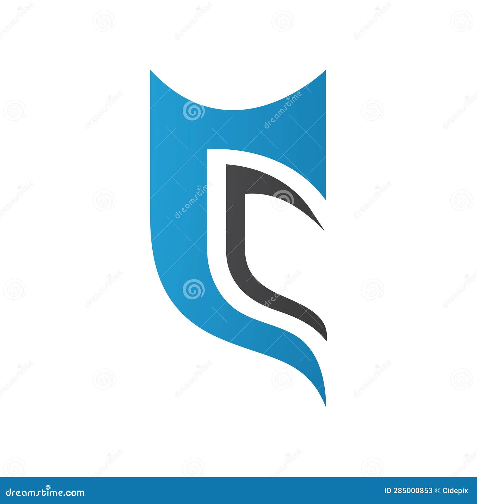 Blue and Black Half Shield Shaped Letter C Icon Stock Vector ...