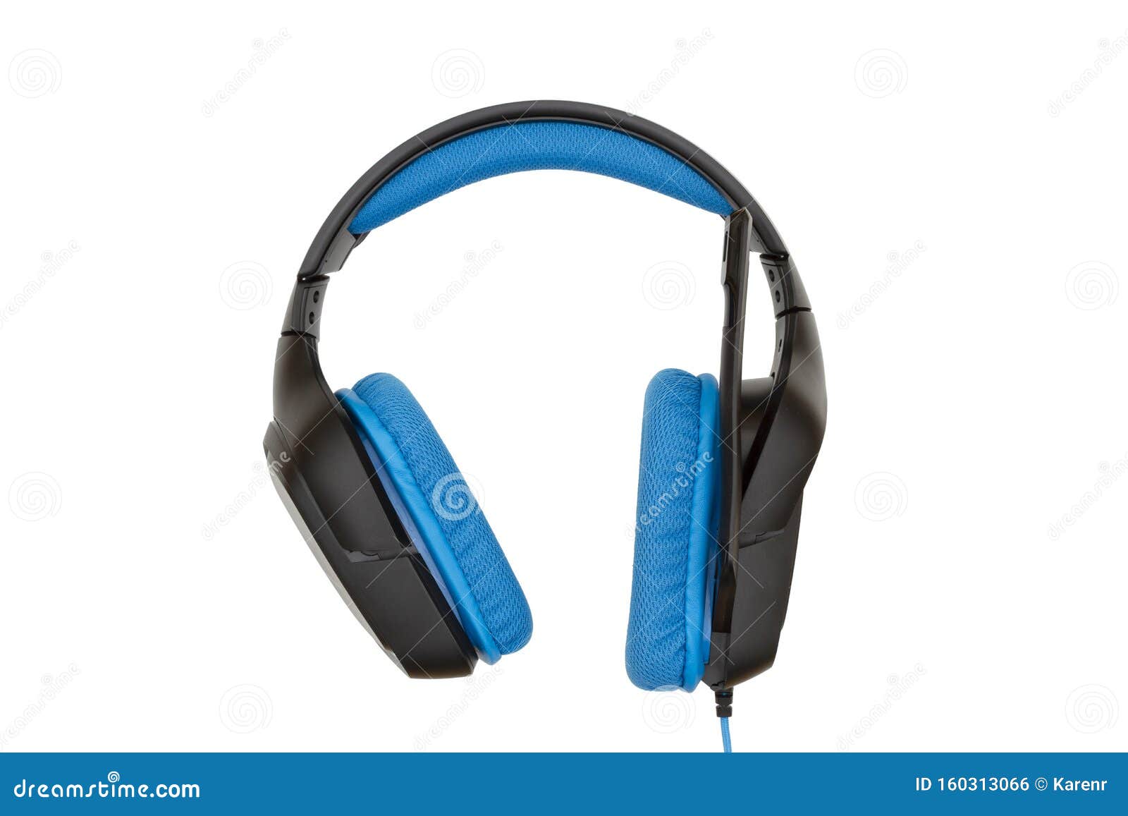 Blue and Black Headset with Microphone Stock Photo - Image of isolation ...
