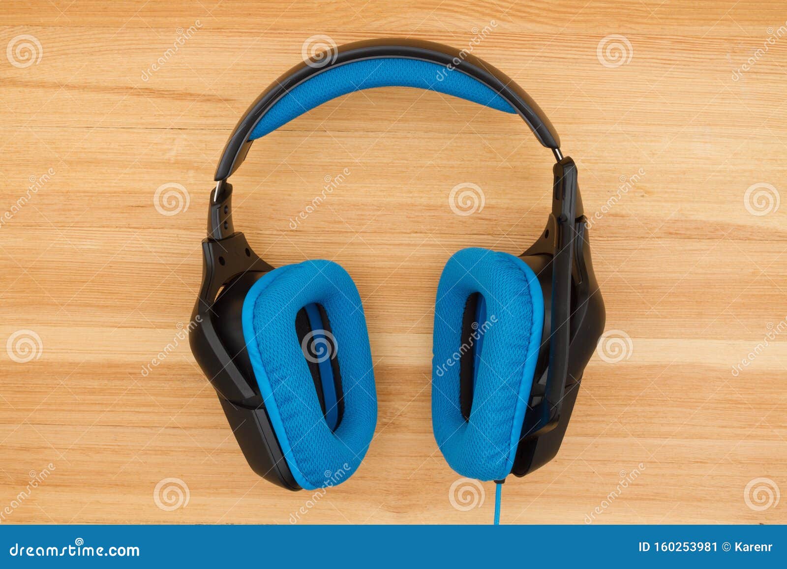 Blue and Black Headset with Microphone Stock Image - Image of call ...