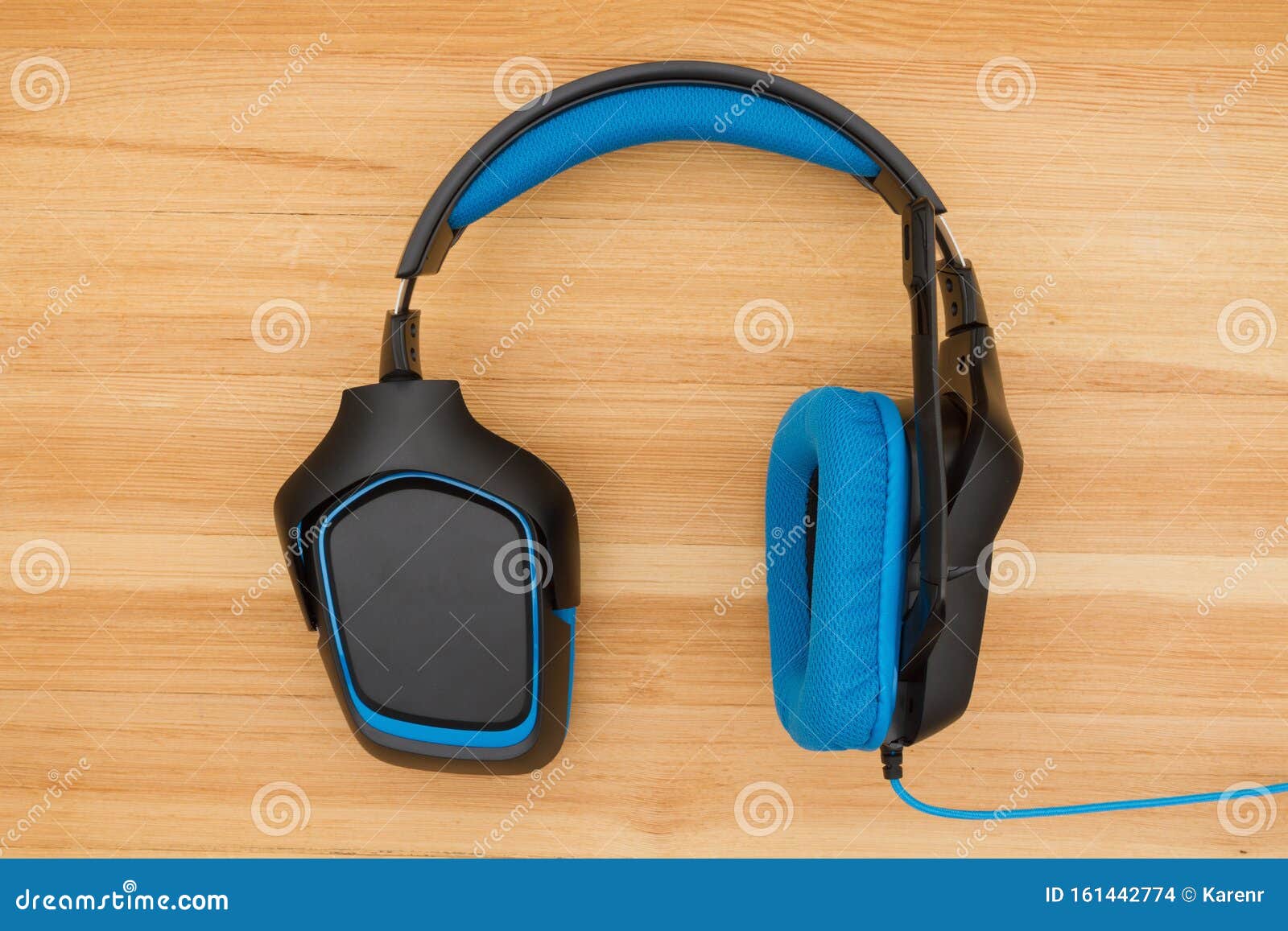 Blue and Black Headset with Microphone Stock Photo - Image of headset ...