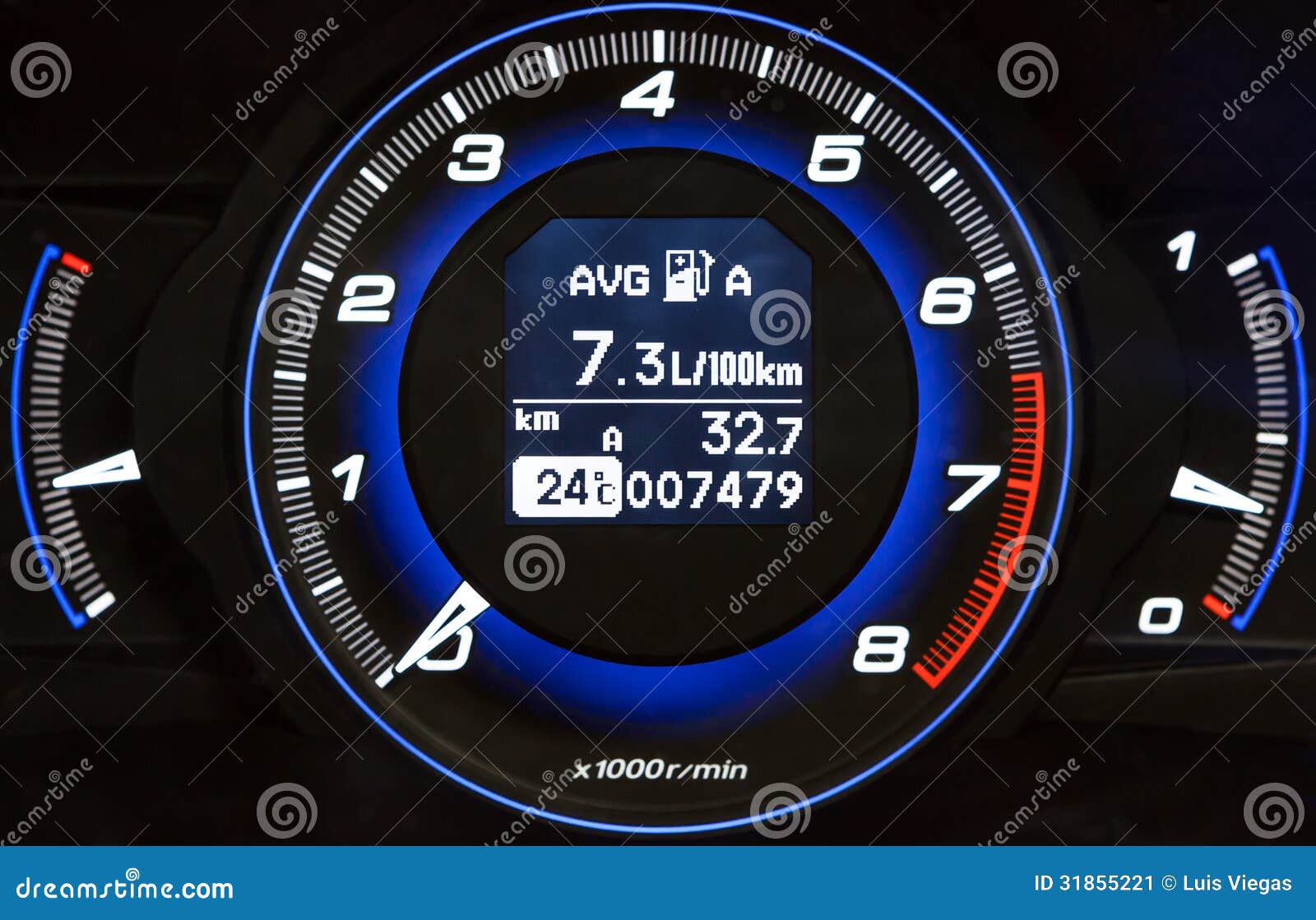 Blue and Black High-tech Dashboard Stock Image - Image of motor ...