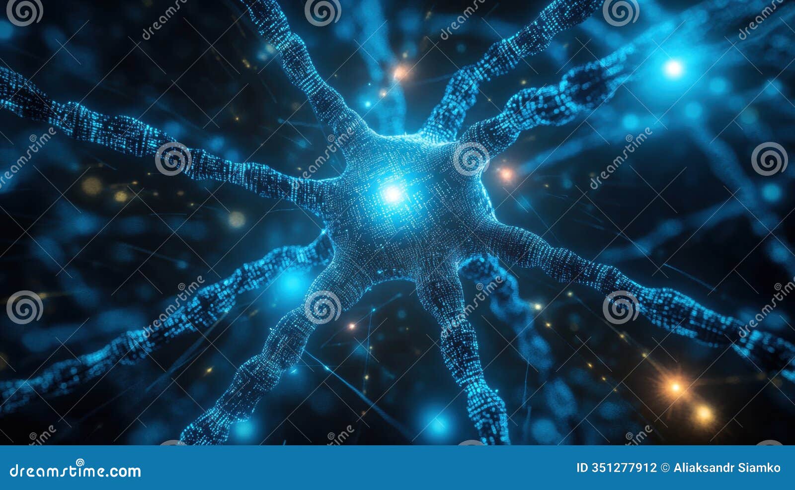 A Blue and Black Image of a Neurons Brain Stock Illustration ...