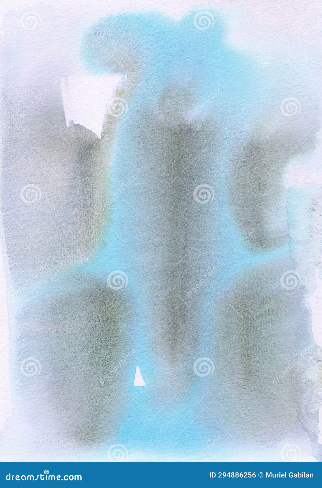 Blue and Black Ink on Wet Paper, Abstract Composition Stock ...