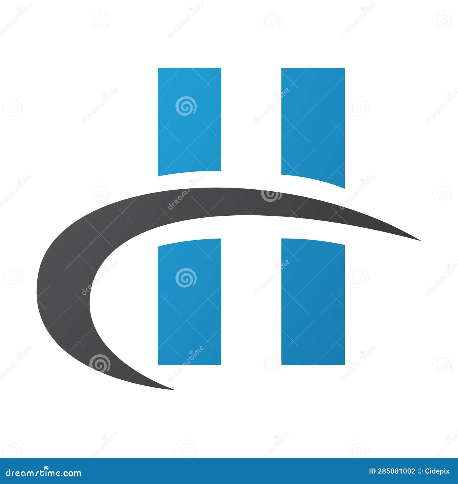 Blue and Black Letter H Icon with Vertical Rectangles and a Swoosh ...