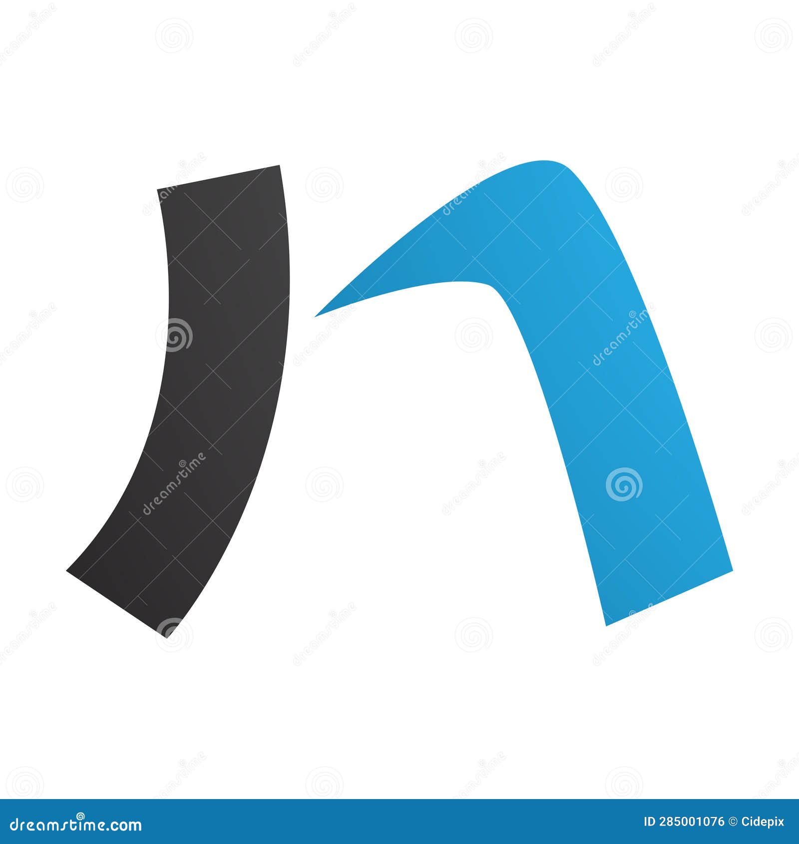 Blue and Black Letter N Icon with a Curved Rectangle Stock Vector ...