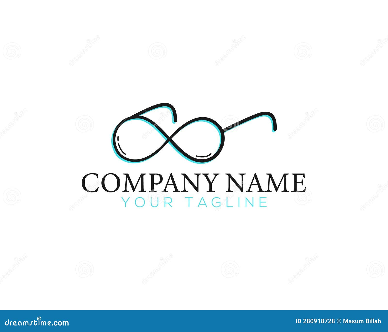 Blue and Black Linear Round Glasses Infinity Type Logo. Stock Vector ...