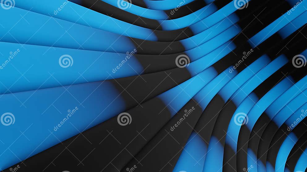 Blue and Black Lines 3d Render Background Stock Illustration ...