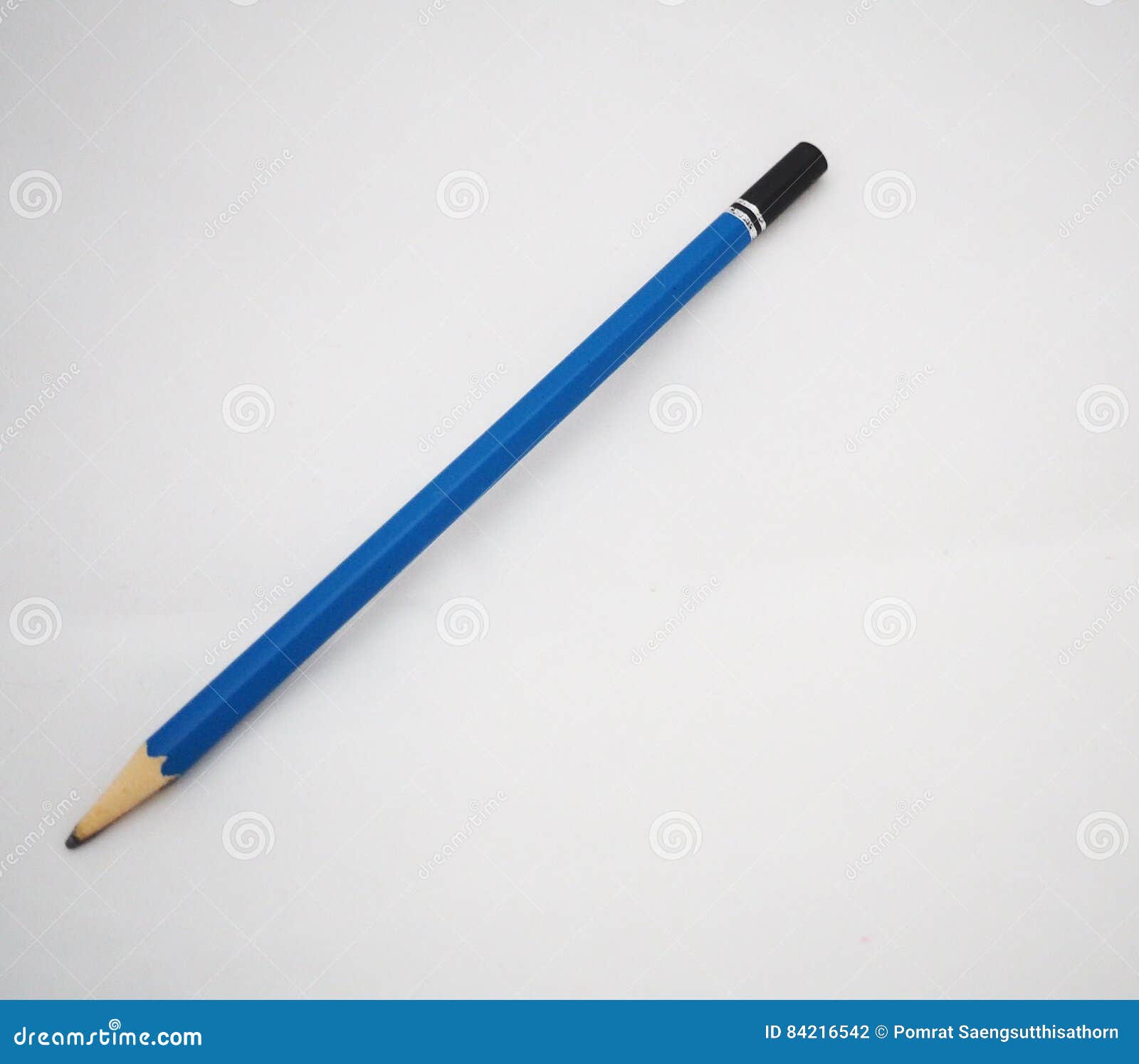 Blue and Black Pencil on White Background. Stock Photo - Image of dull ...