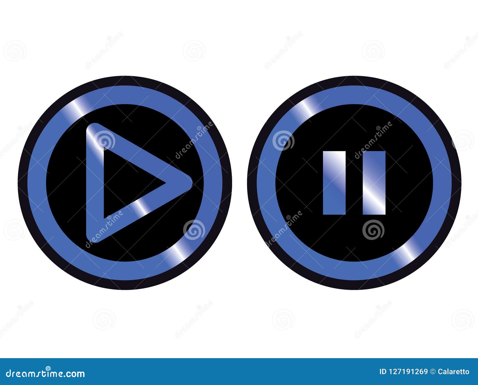 Blue Black Play Pause Button Icon Vector Stock Vector - Illustration of ...