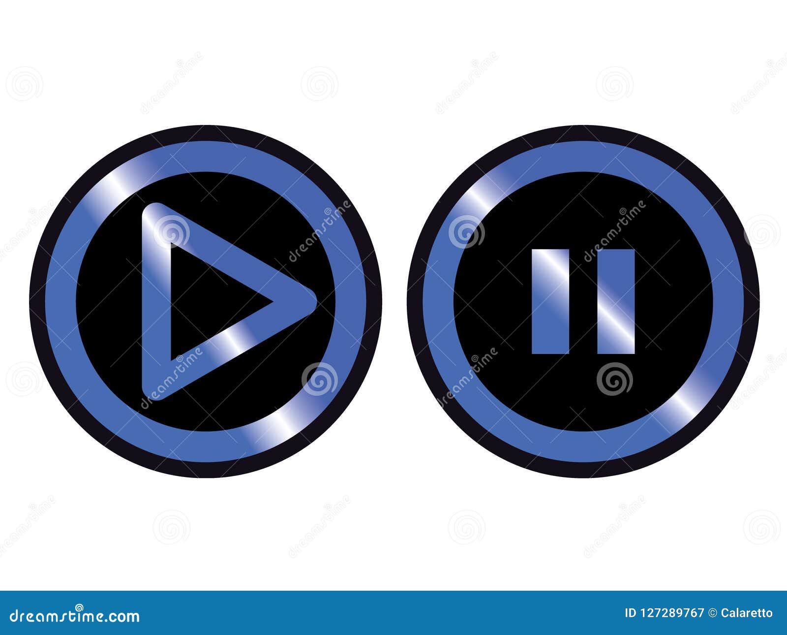Blue Black Play Pause Button Icon Vector Stock Vector - Illustration of ...