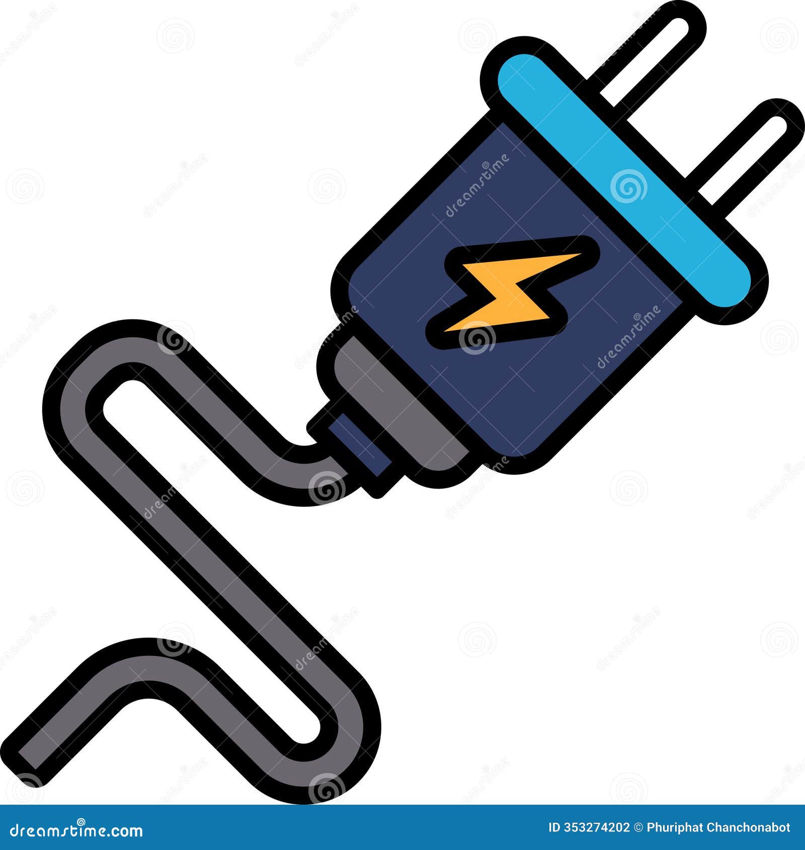 A Blue and Black Plug with a Lightning Bolt on it Stock Illustration ...