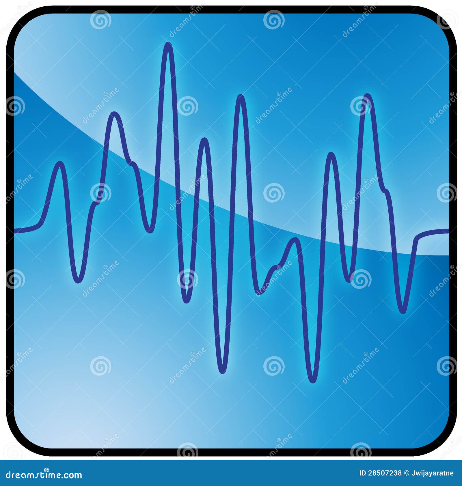 Ekg. Blue Sinusoidal Pulse Lines, Monitor With Heartbeat Signal ...