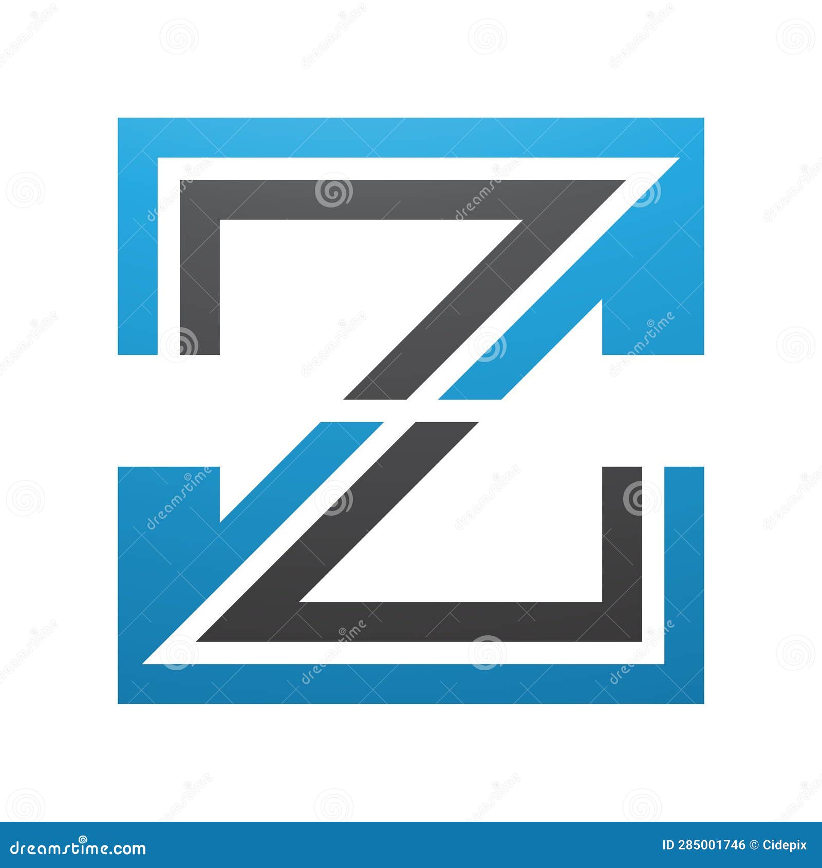 Blue and Black Striped Shaped Letter Z Icon Stock Vector - Illustration ...