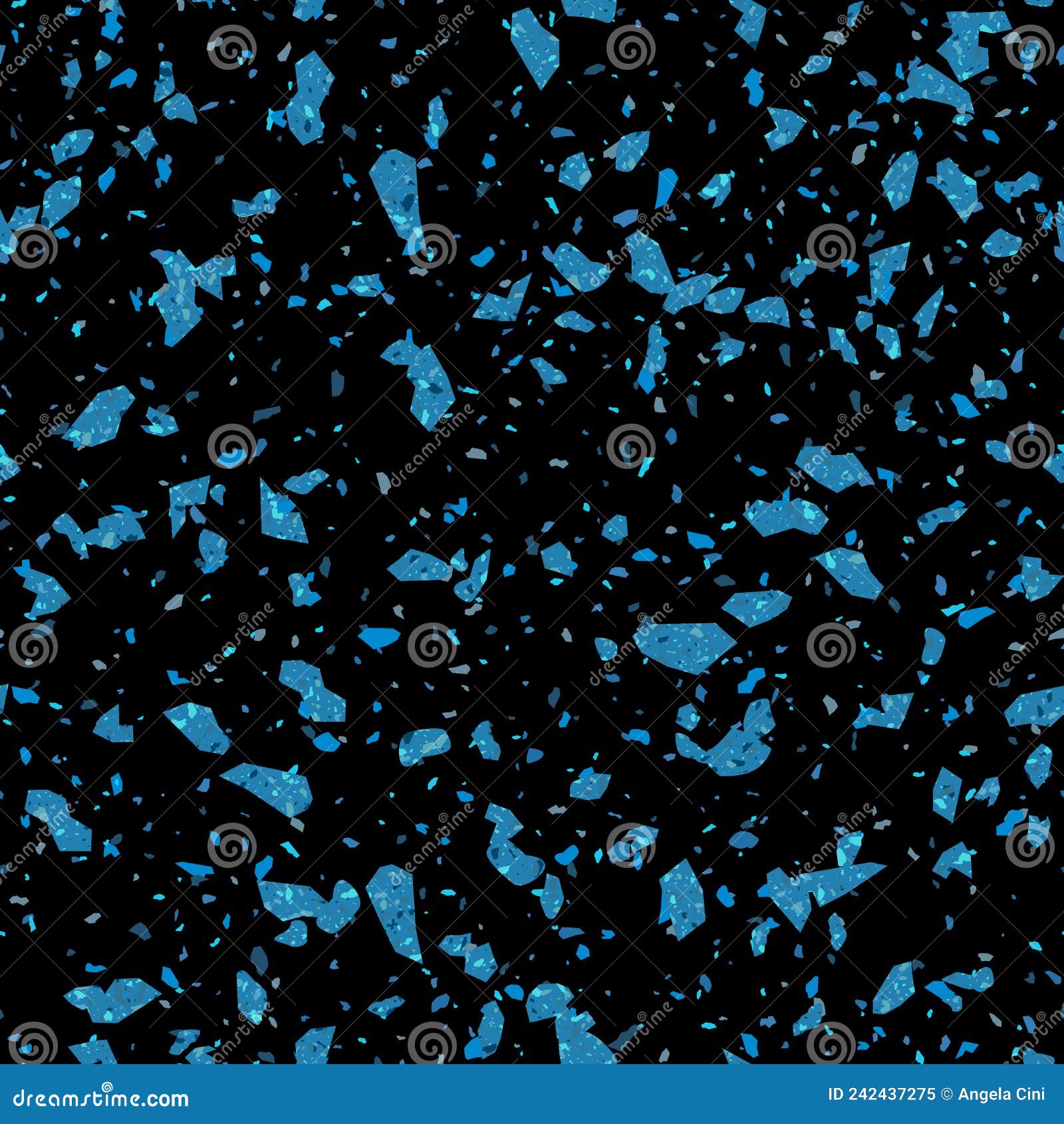 Blue Black Terrazzo Stone Texture Seamless Pattern Design Stock Vector ...