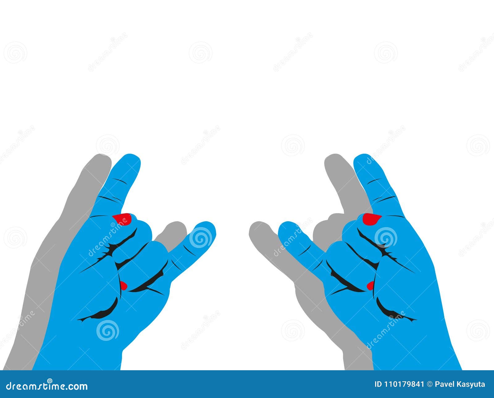 Two Blue Hands with a Shadow on a Light Background. Vector Illustration ...