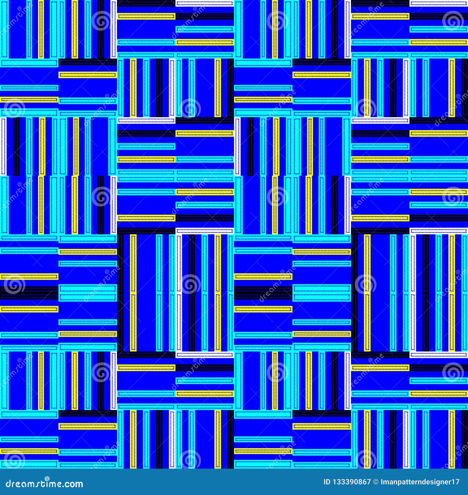 Blue, Black and Yellow Repeating Pattern of Stripes in Modern Style ...