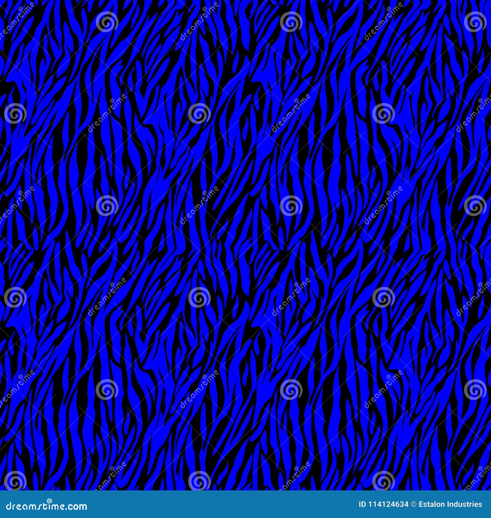 Blue on Black Zebra Stripe Print Seamless Repeat Pattern Background ...