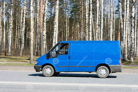 Blue blank delivery van stock photo. Image of environment - 5208032