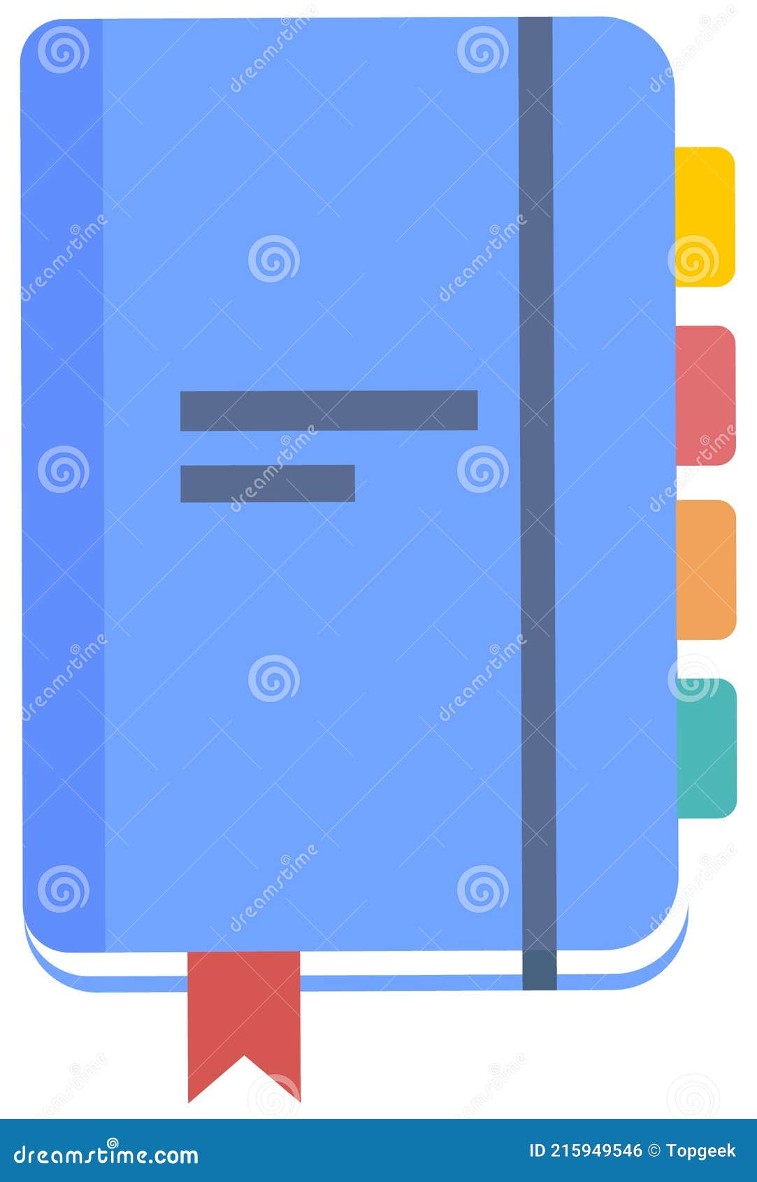 Blue Blank Empty Notepad, Notebook. Closed Sketchpad with Colored ...