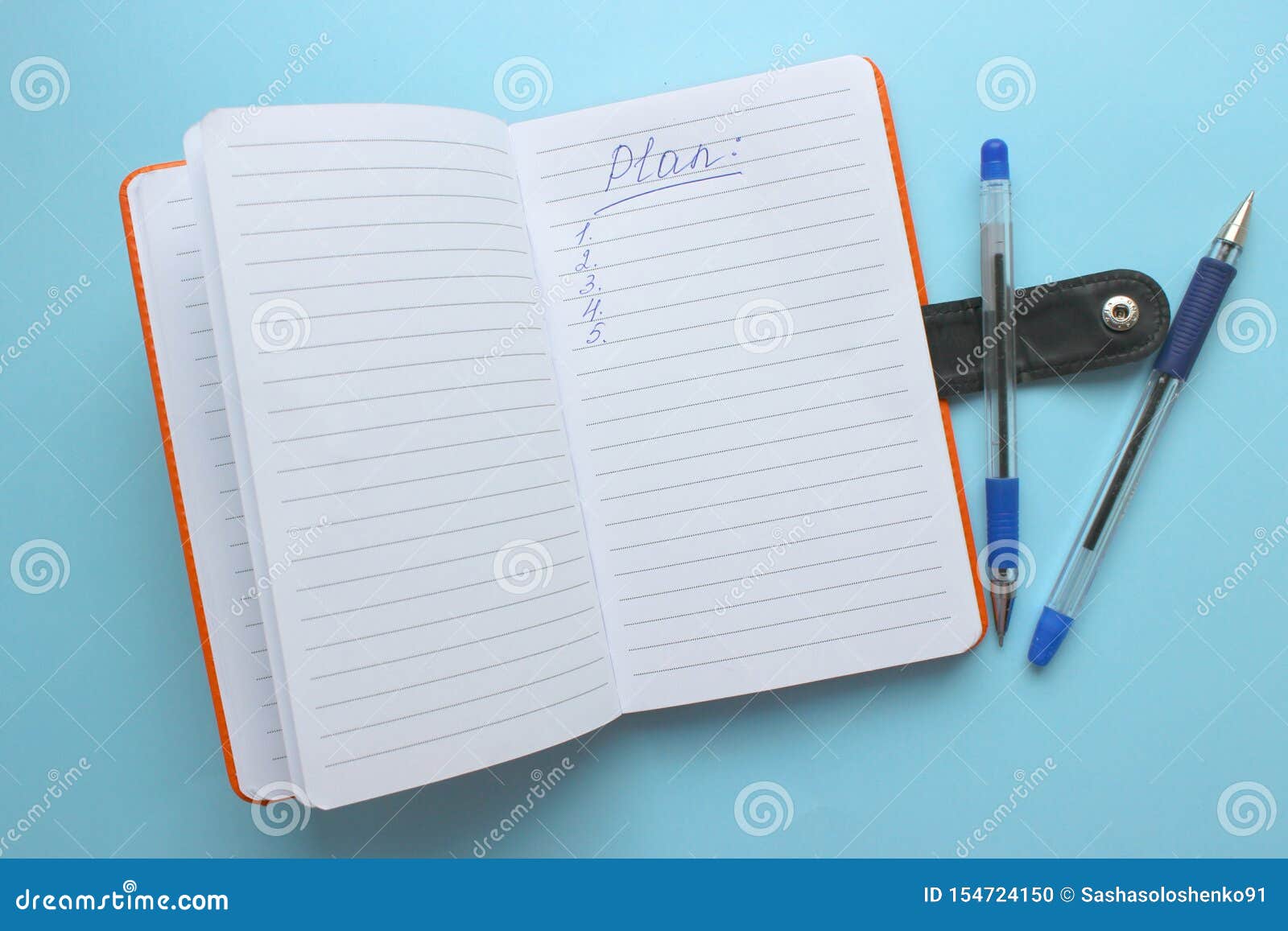 Blue Blank Open Notebook on Blue Background with Shadow . Stock Photo ...