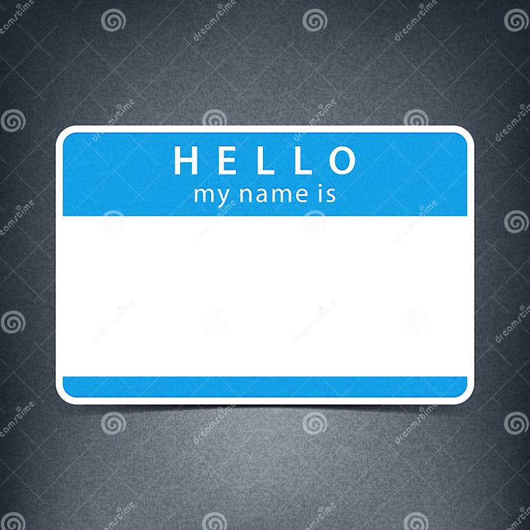 Blue Blank Tag Sticker HELLO My Name is Stock Vector - Illustration of ...
