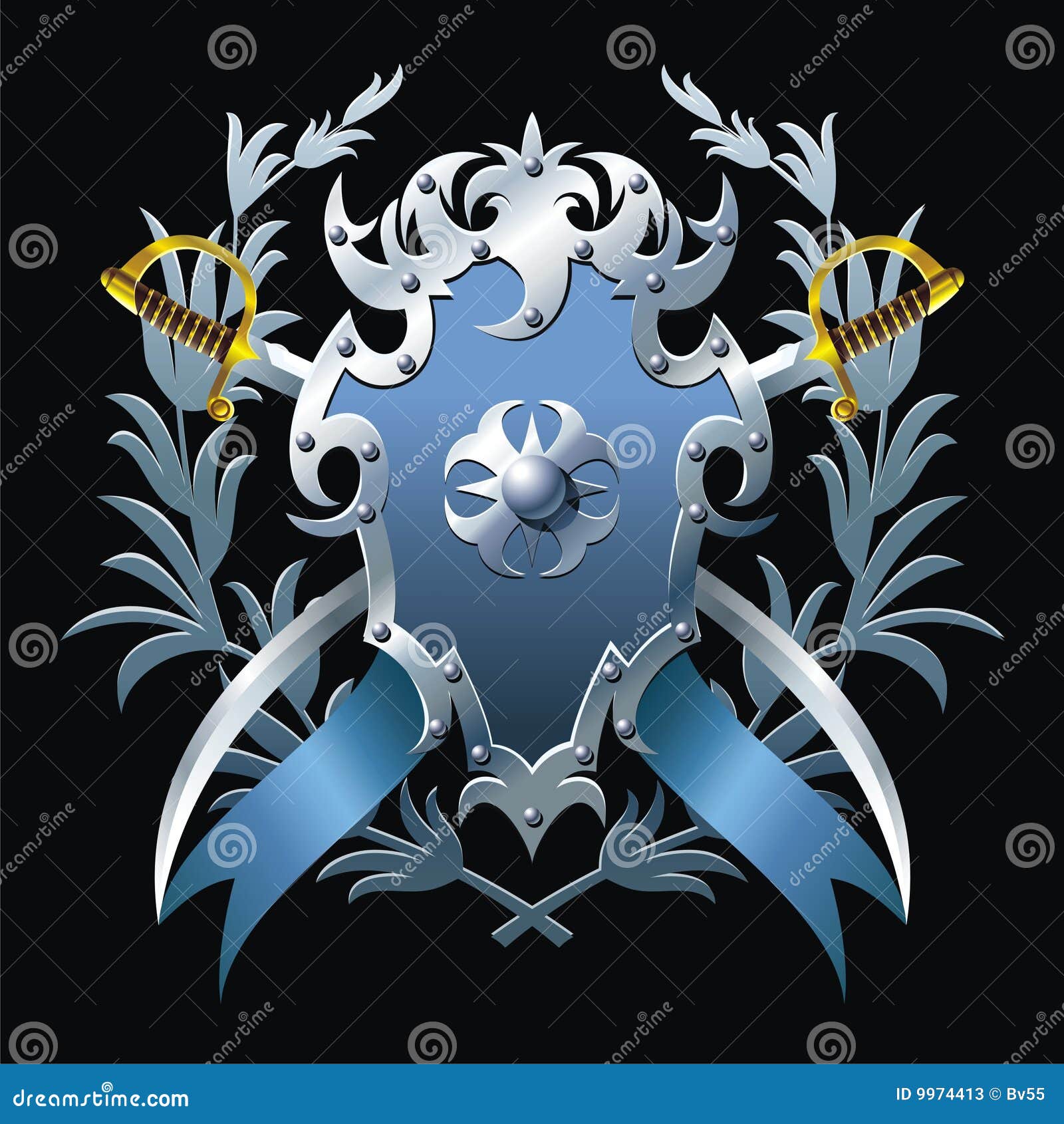 Blue blazon stock vector. Illustration of ribbon, power - 9974413