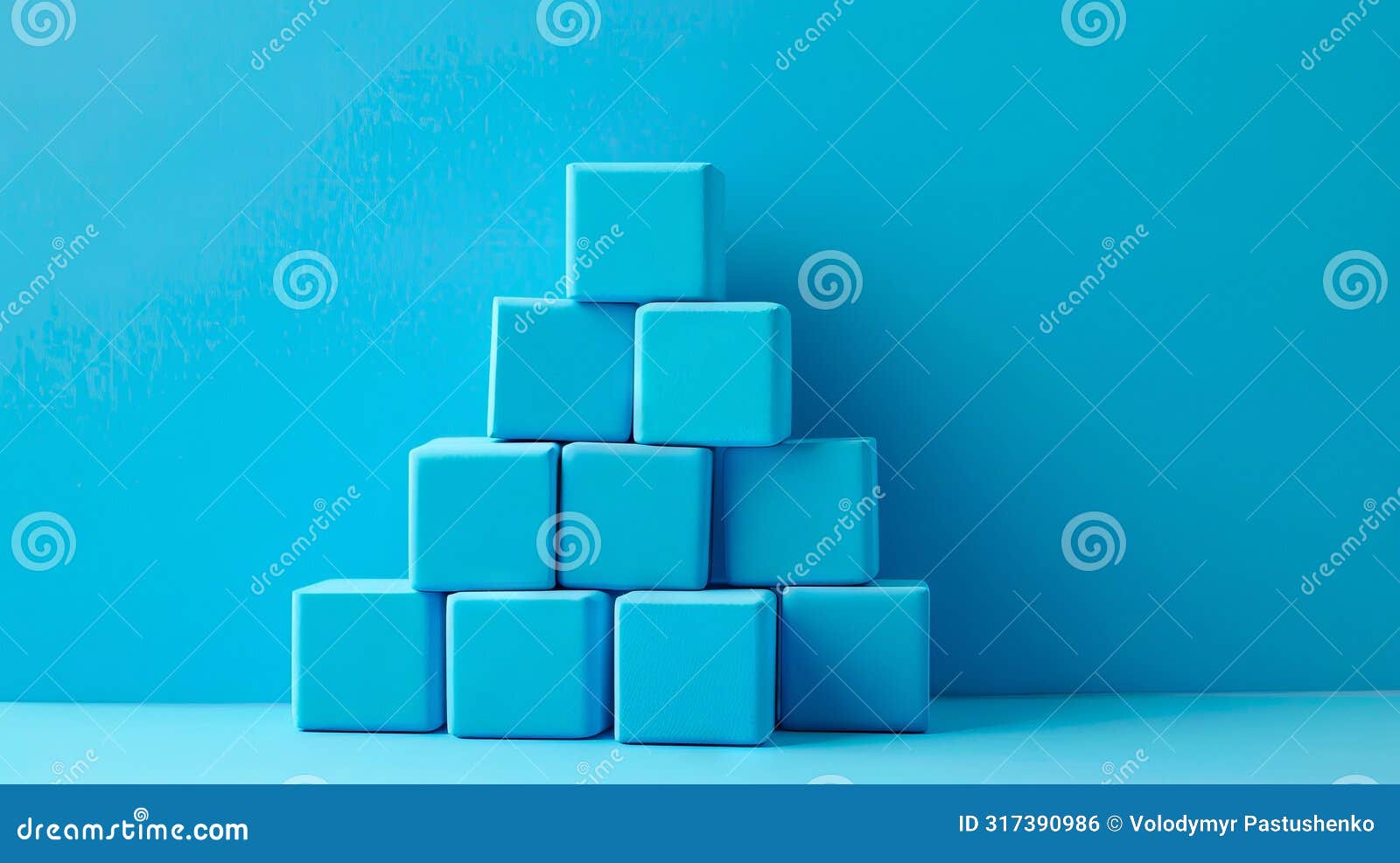A Blue Block with a Triangle on Top Stock Photo - Image of building ...