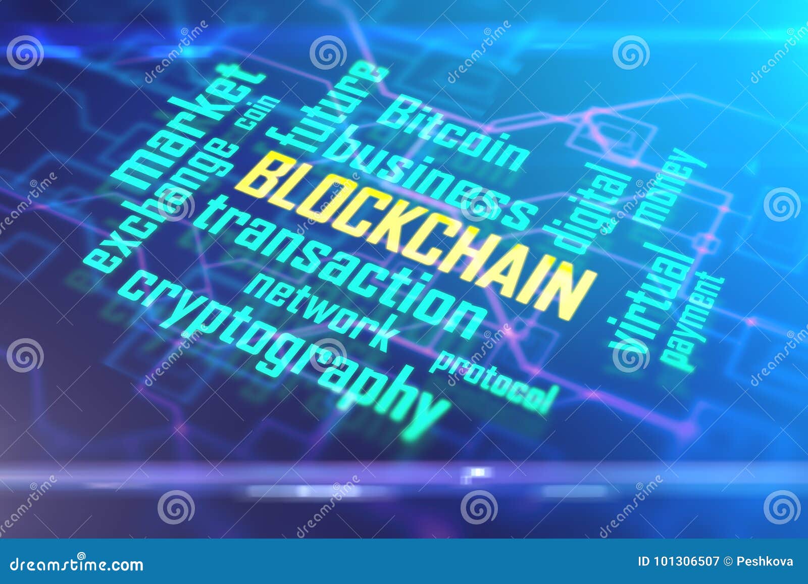 Blue blockchain background stock illustration. Illustration of digital ...