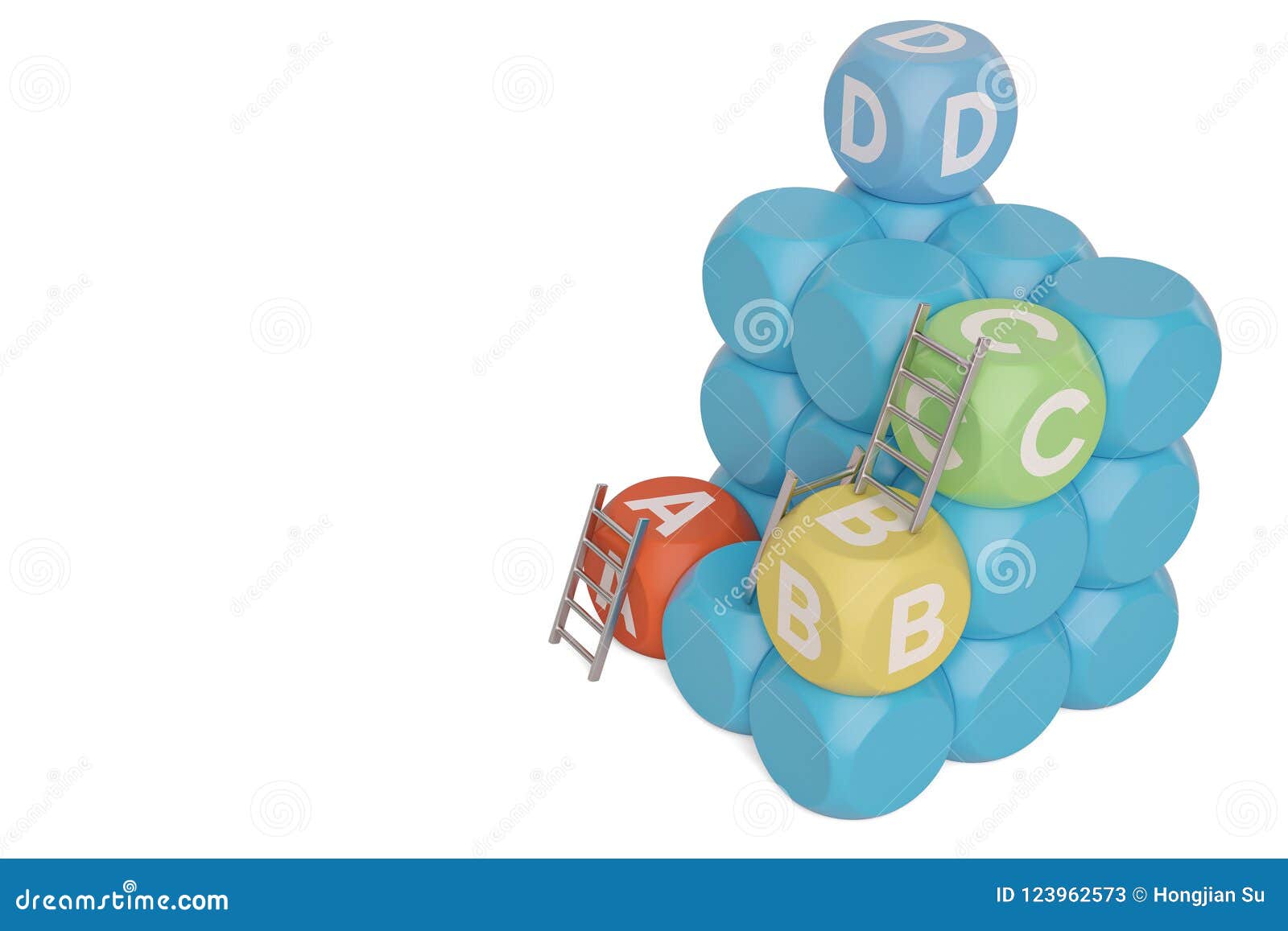 Blue Blocks with Letters and Ladders,3D Illustration. Stock ...