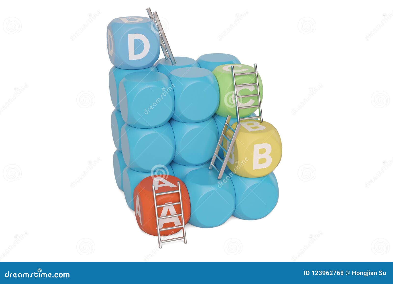 Blue Blocks with Letters and Ladders,3D Illustration. Stock ...
