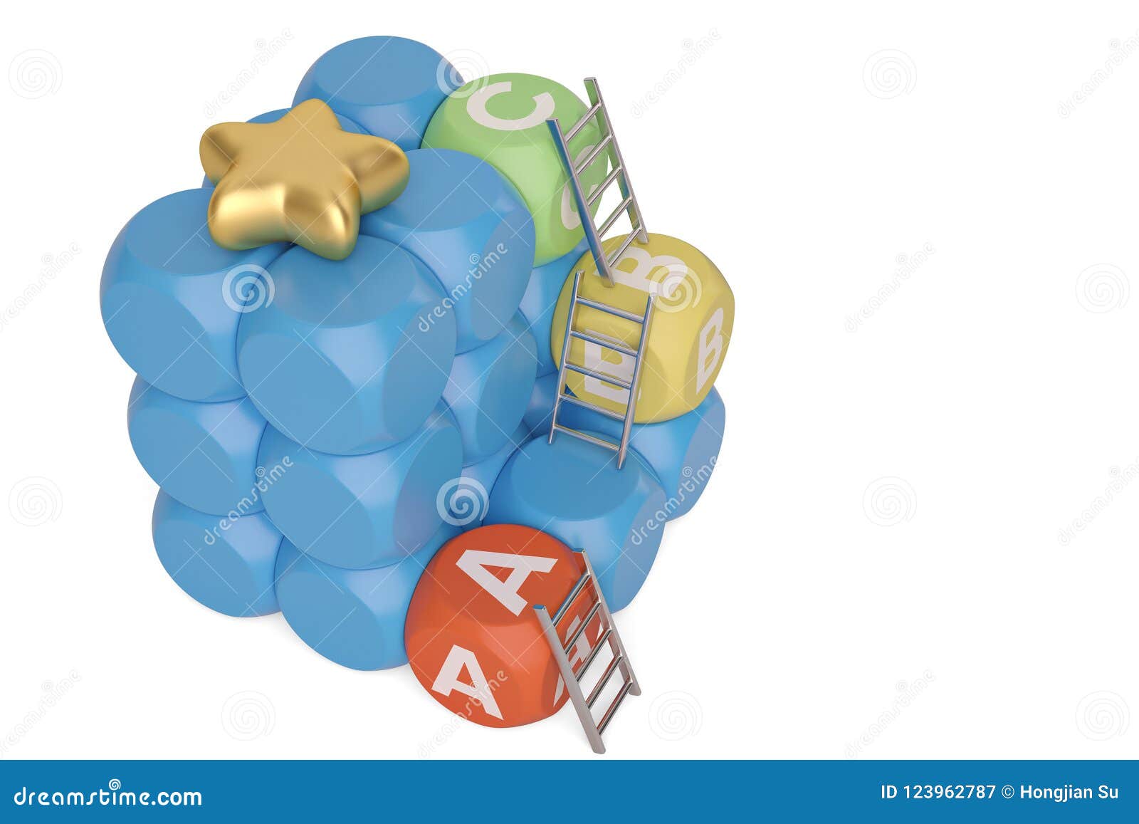 Blue Blocks with Letters and Ladders,3D Illustration. Stock ...