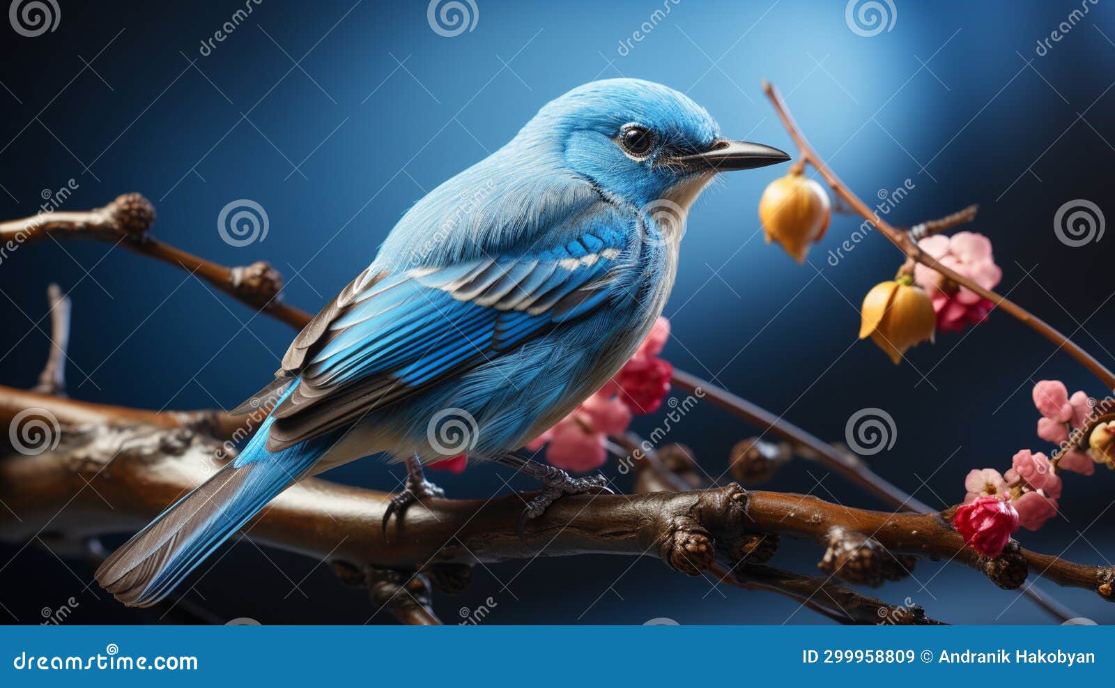 Blue bluebird. Side view stock illustration. Illustration of standing ...