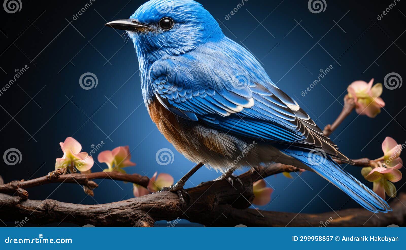 Blue bluebird. Side view stock illustration. Illustration of beak ...