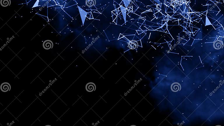 Blue Blurred Abstract Plexus Particle Effect Background. Mess Communication Technology Network ...