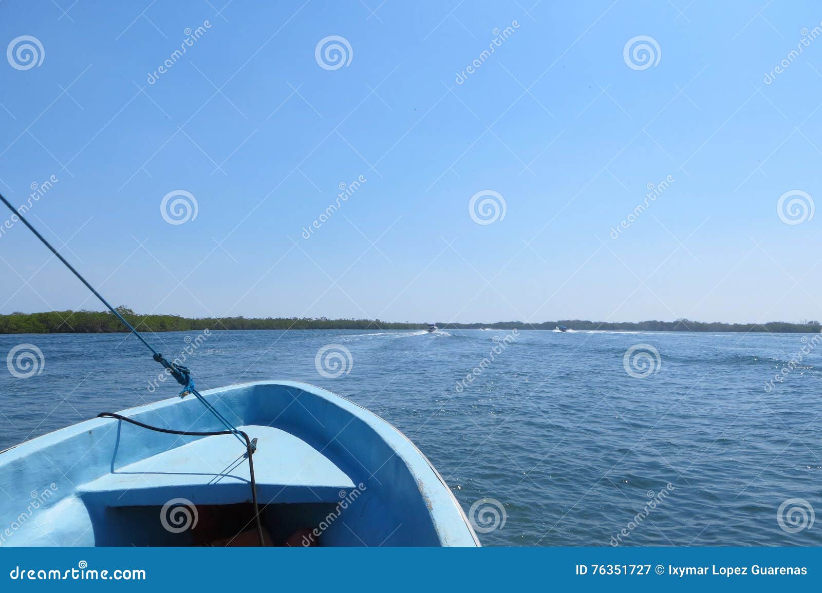 Blue boat, blue water stock image. Image of caribbean - 76351727