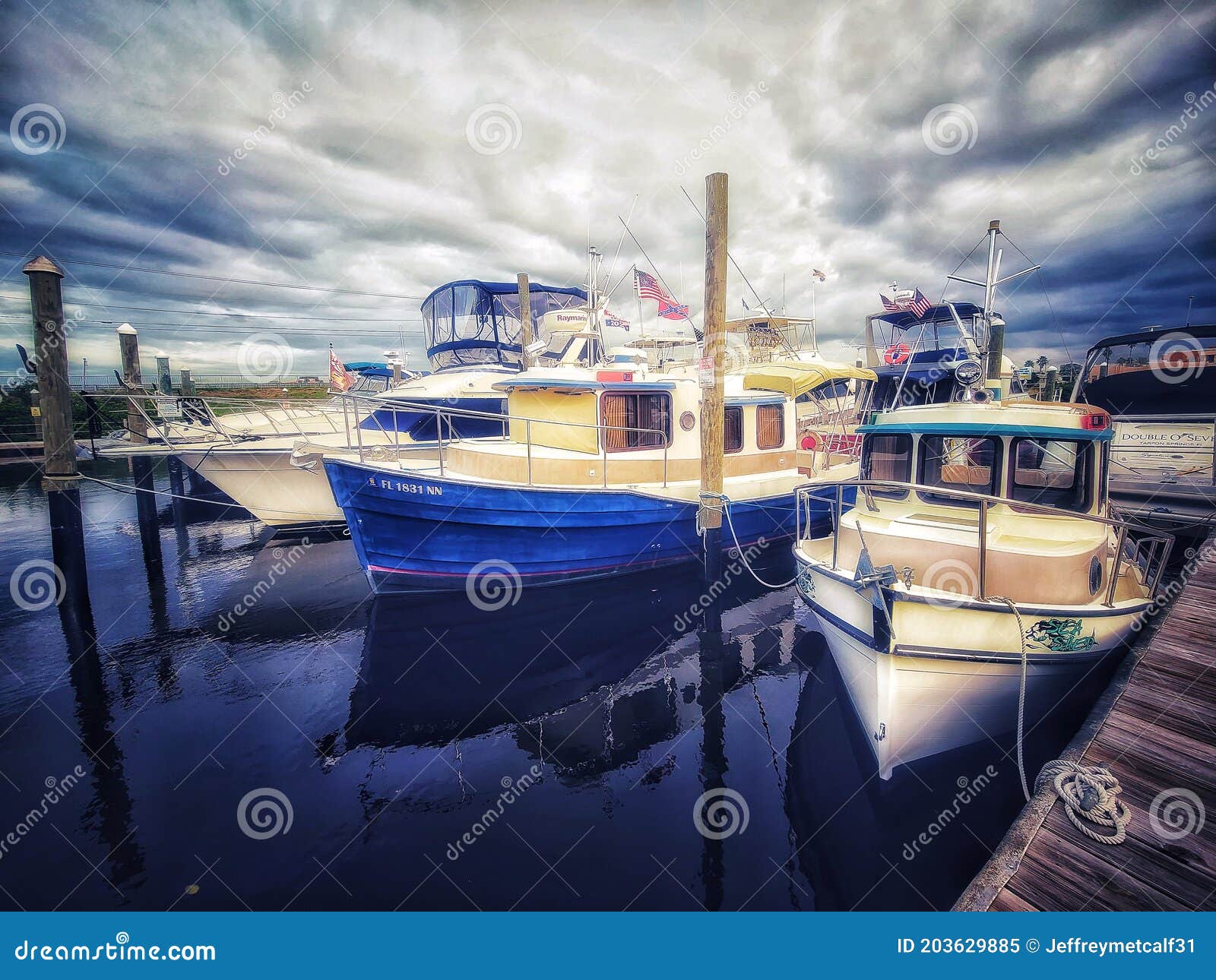 Blue Boat in dock editorial image. Image of dramitic - 203629885