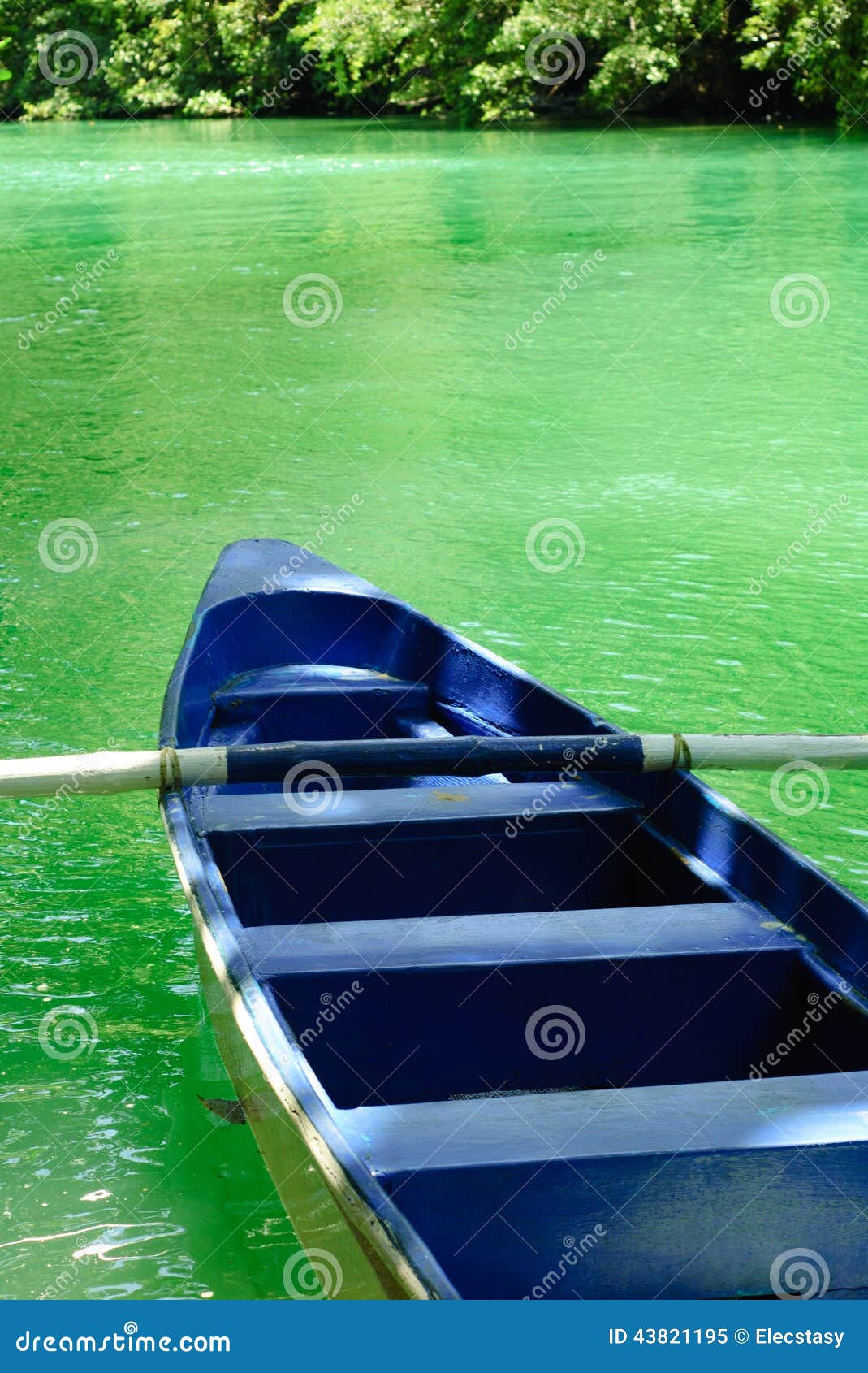 Blue Boat on Green Tropical Water Stock Image - Image of nature, plants ...