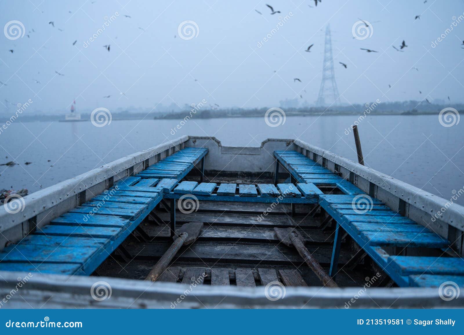 A Blue Boat Lying in Yamuna Ghat Delhi Stock Image - Image of ...