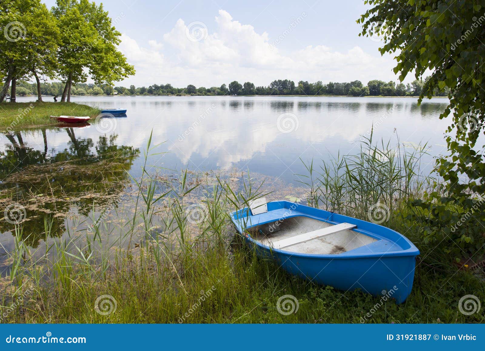 Blue boat stock image. Image of clouds, color, summer - 31921887