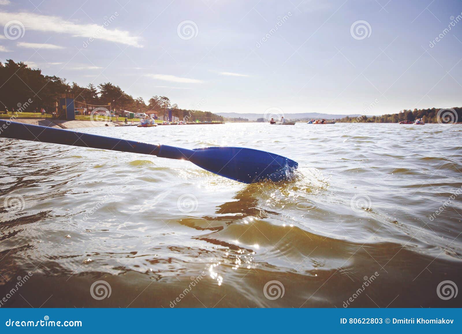 Blue Boat Paddle on Water of Lake, Rowing Stock Image - Image of lake ...