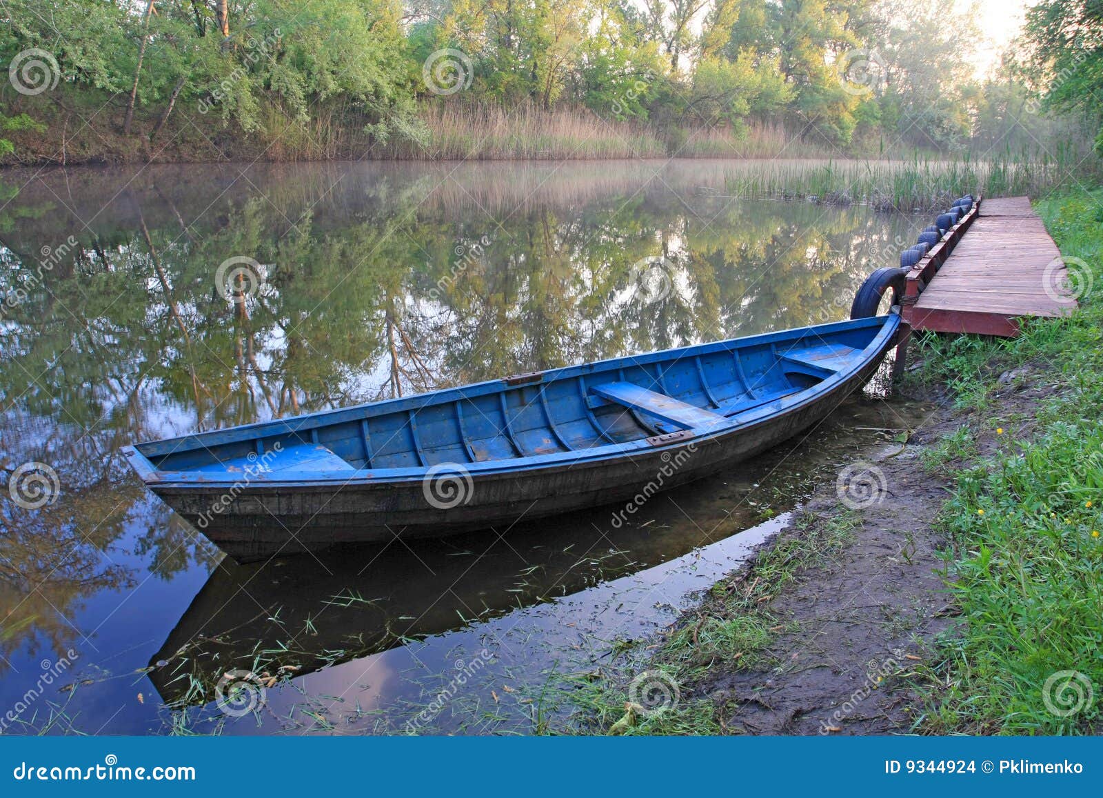 Blue boat on river stock photo. Image of cane, river, transport - 9344924