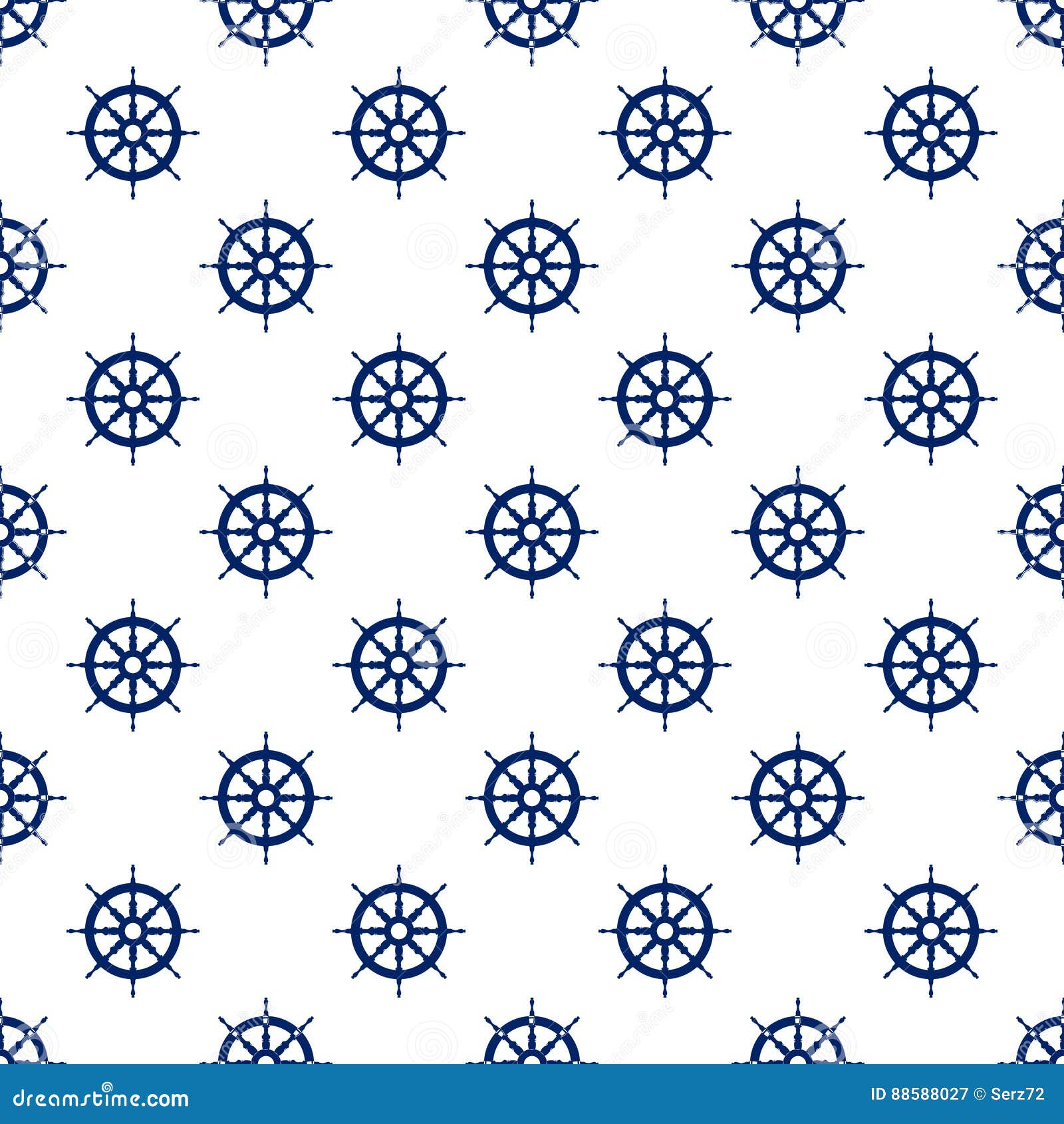 Blue Boat`s Wheel , Seamless Pattern Stock Vector - Illustration of ...