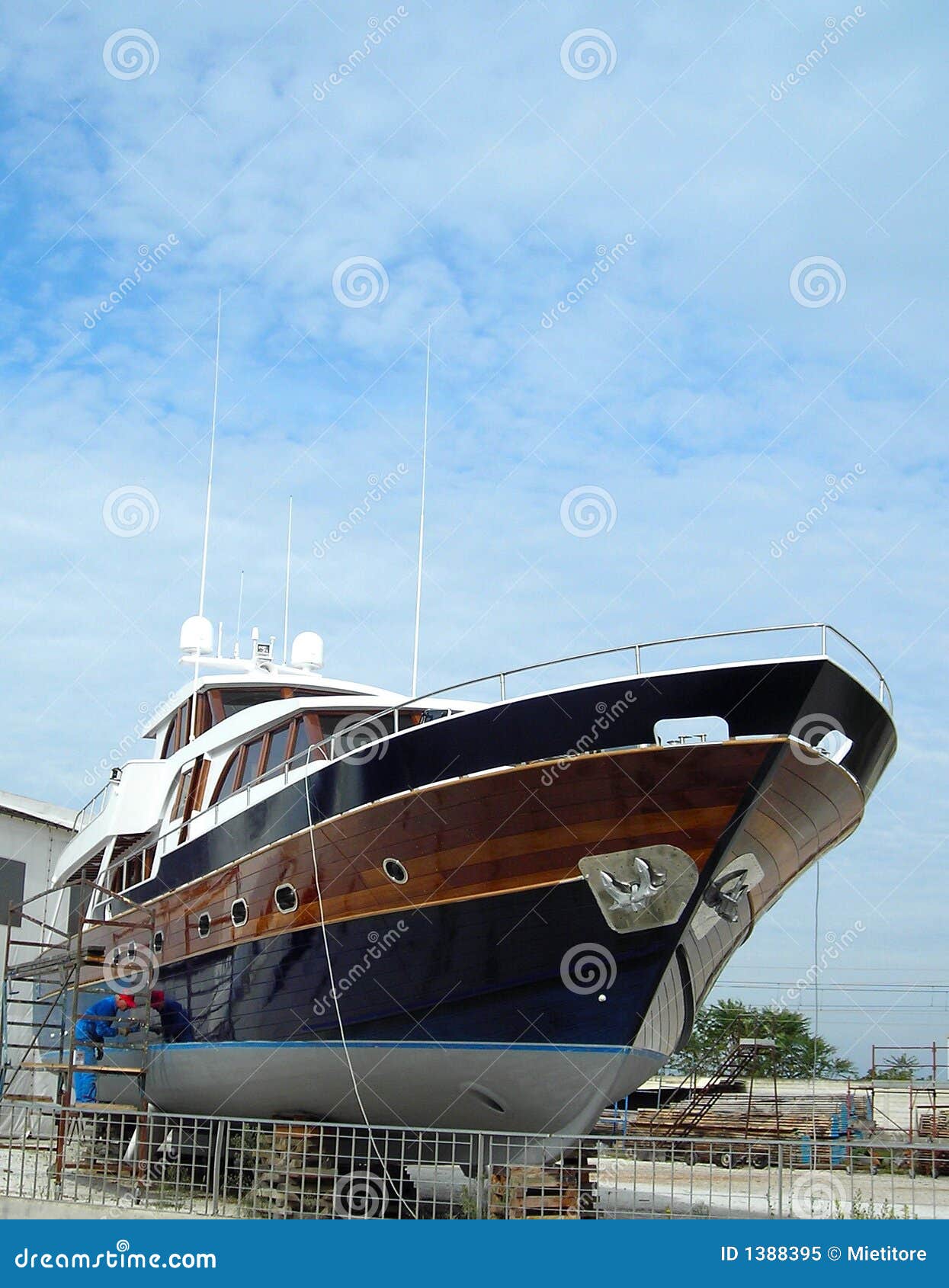 Blue boat in shipyard! stock image. Image of ship, water - 1388395