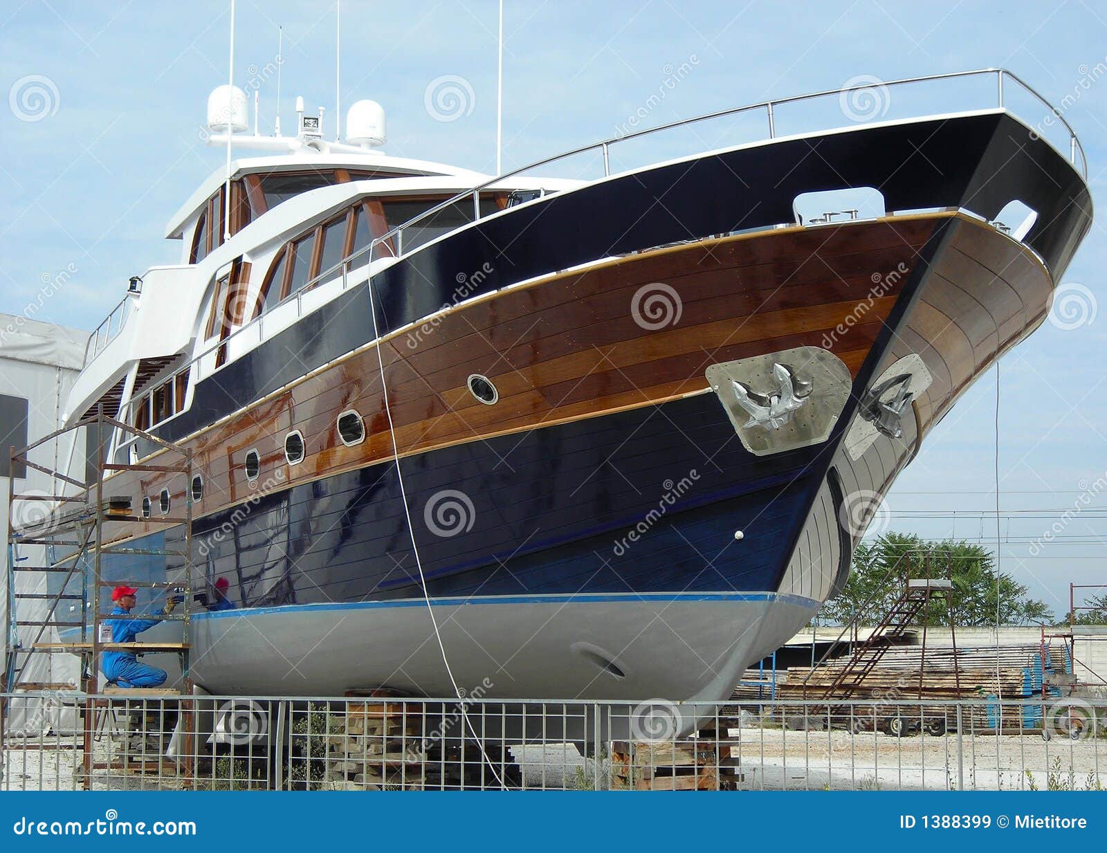 Blue boat in shipyard! stock image. Image of paint, ship - 1388399