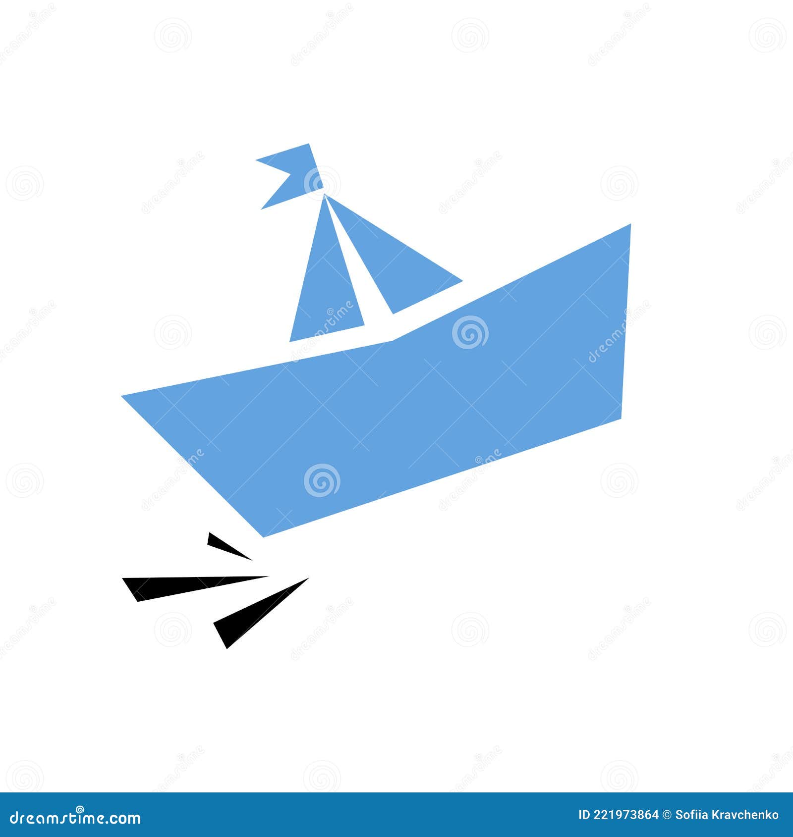 Blue Boat. Travel Icon Isolated on White Stock Vector - Illustration of ...