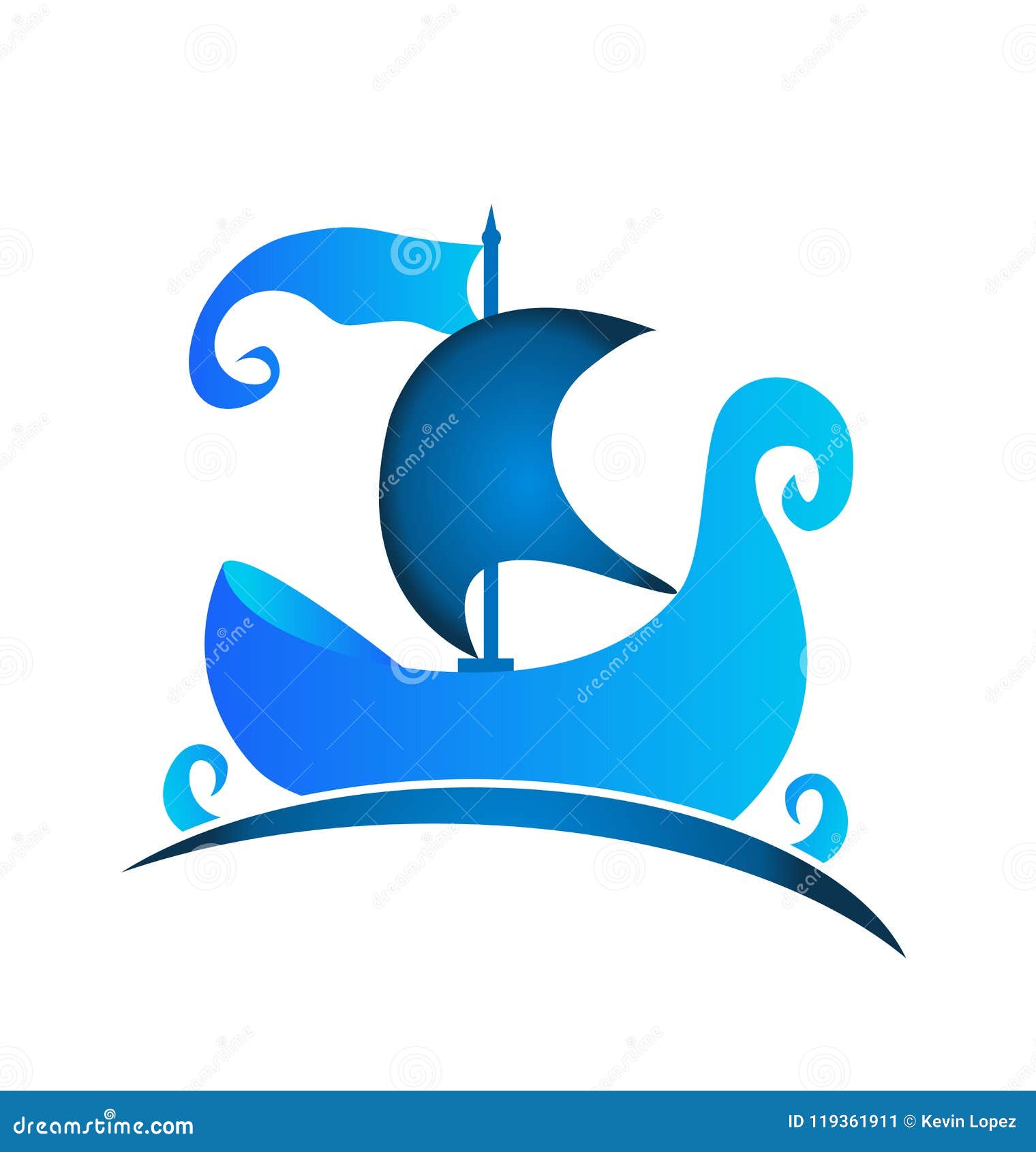 Blue Boat Vintage Logo Illustration Vector Icon Stock Vector ...