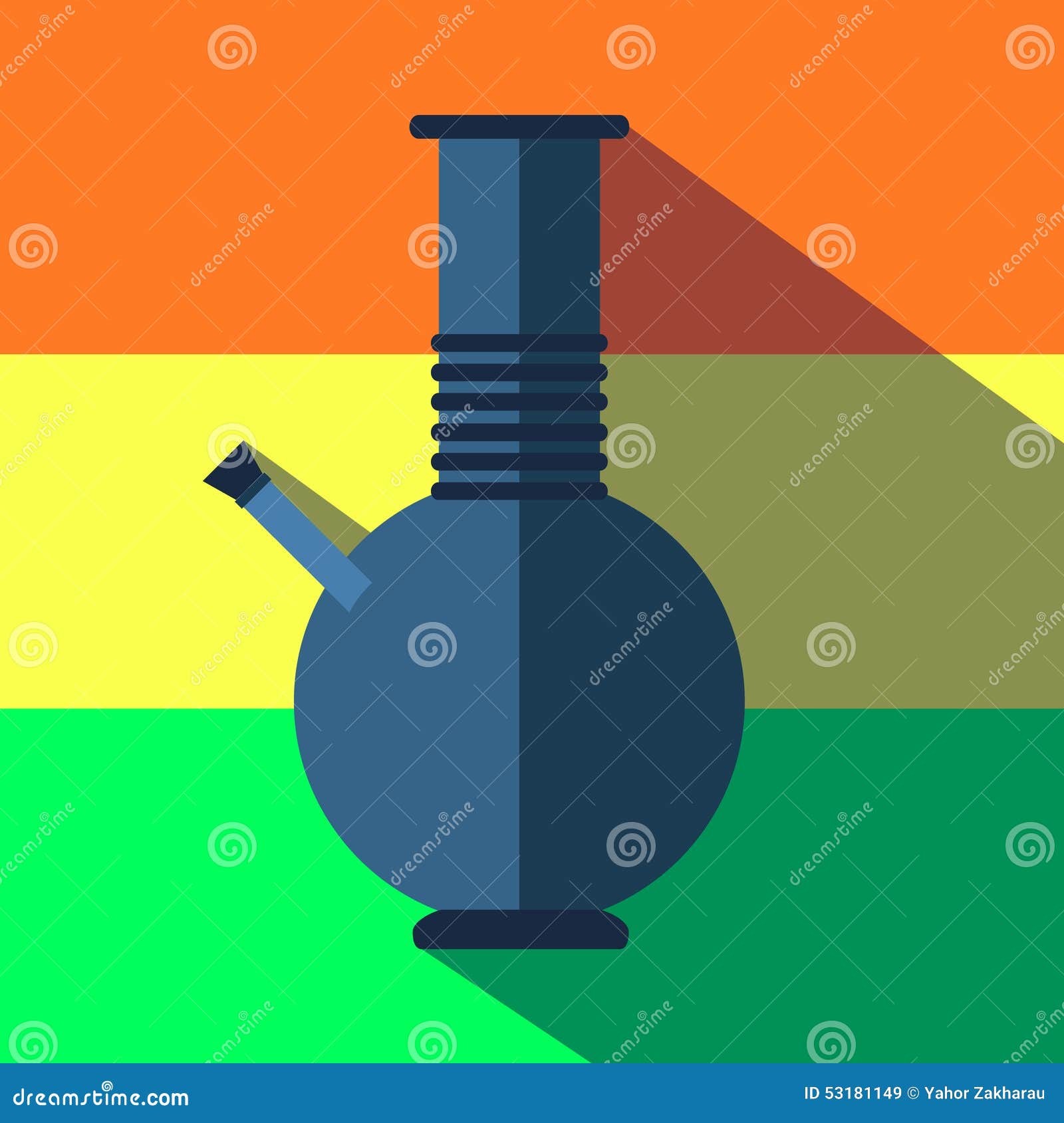Blue Bong Smoking Style Flat Design. Vector Icons Stock Vector ...